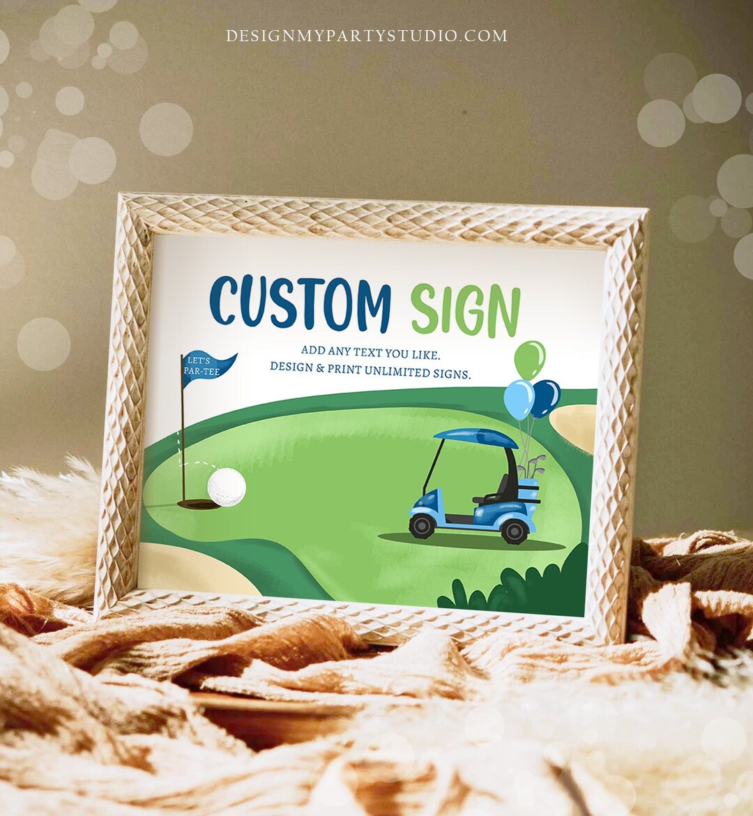 Editable Custom Sign Golf Birthday Party Sign Hole in One Birthday Par ...