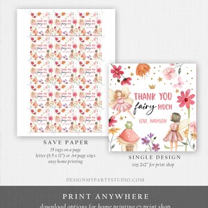 Editable Fairy Favor Tags Enchanted Forest Birthday Thank You Tags ...