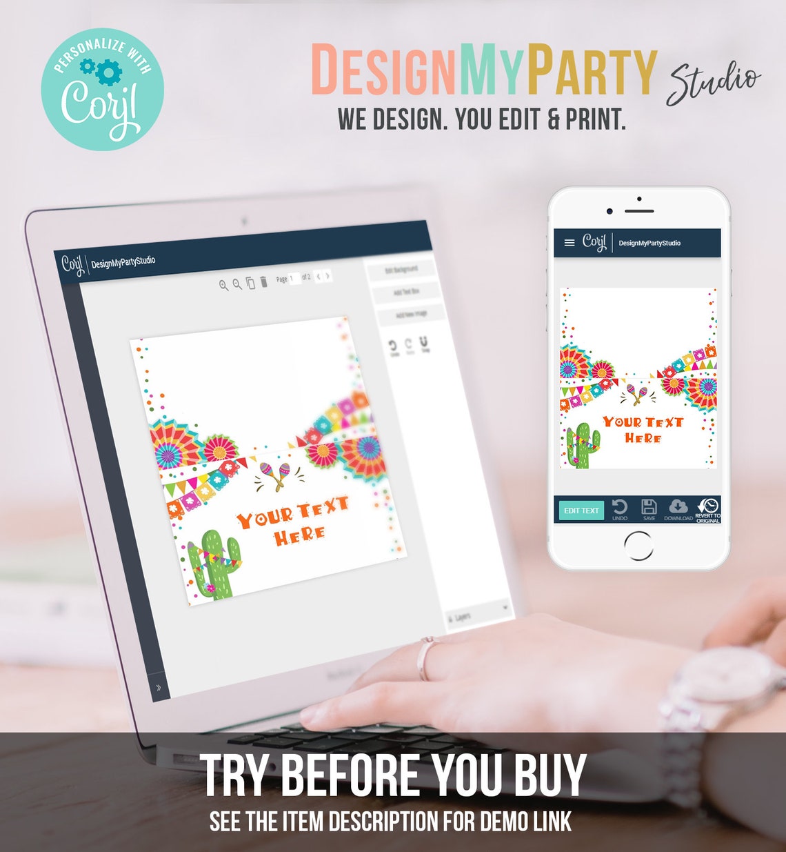 Editable Fiesta Cactus Food Labels Fiesta Party Place Card Tent Card ...