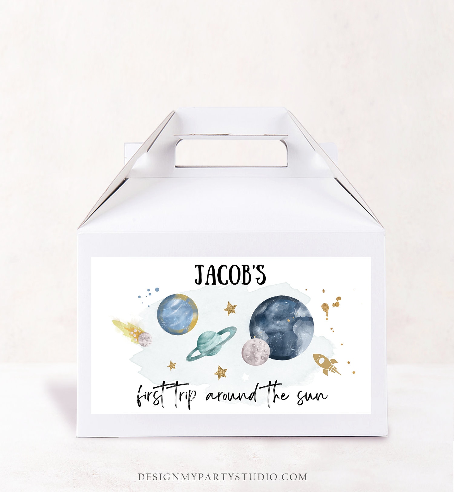 Editable Space Gable Box Label Outer Space Birthday Gift Box - Etsy