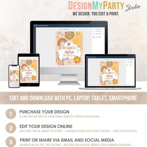 Editable Groovy Birthday Welcome Sign Floral Boho Birthday Welcome Sign ...