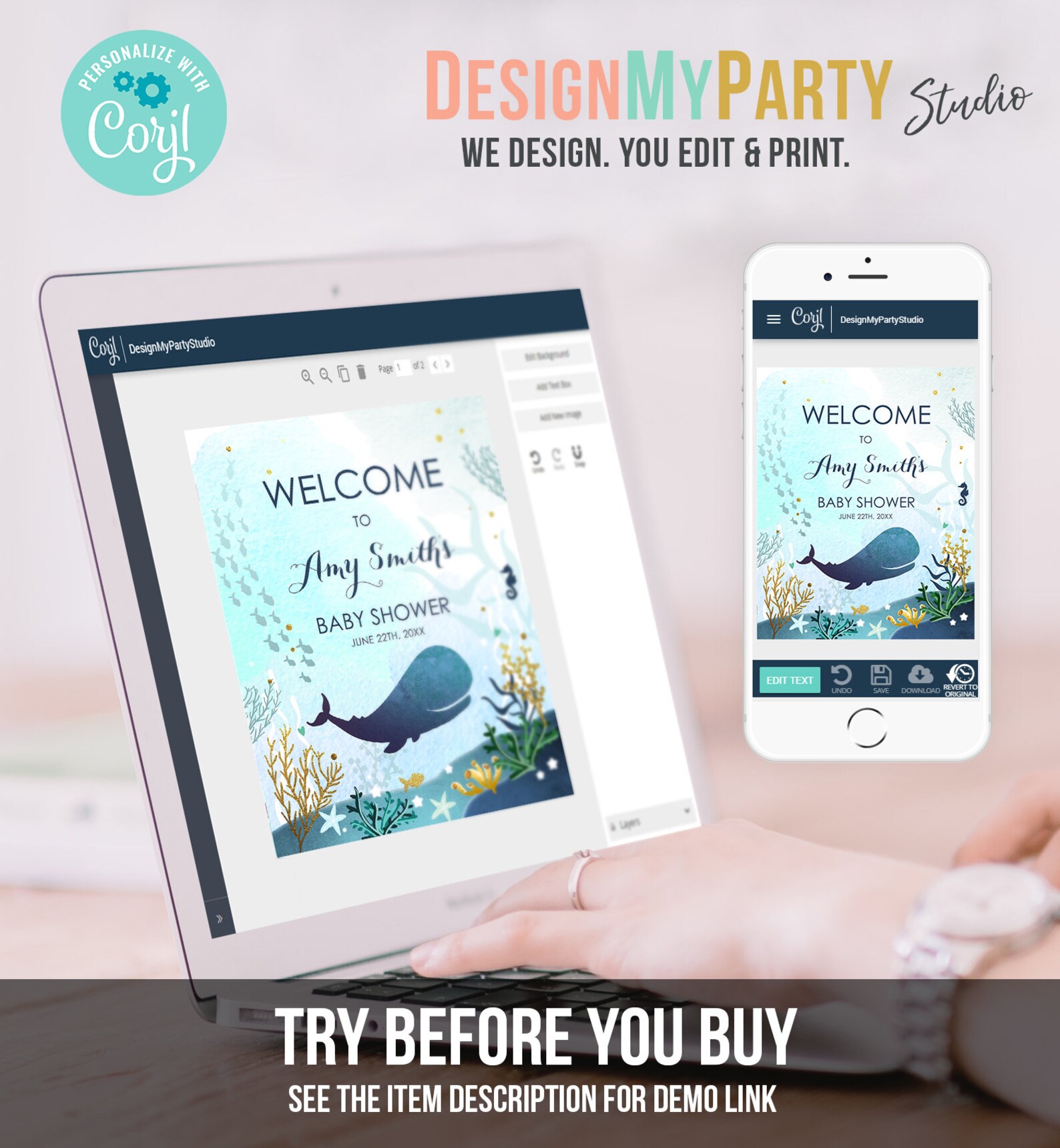 Editable Whale Welcome Sign Baby Shower Birthday Party - Etsy