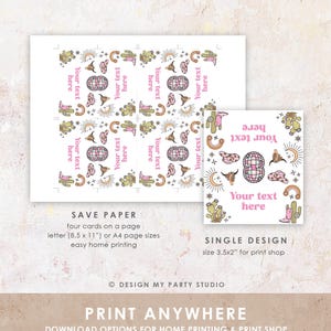 Editable Retro Cowgirl Food Labels Disco Birthday Food Card Tent Girl ...