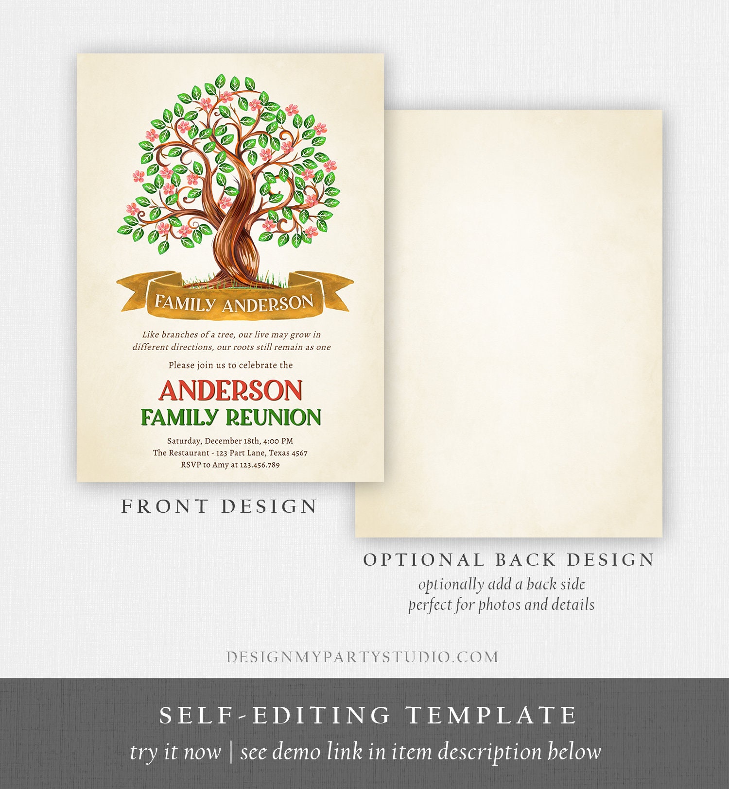 Editable Family Tree Invitation Family Reunion Party Family - Etsy UK