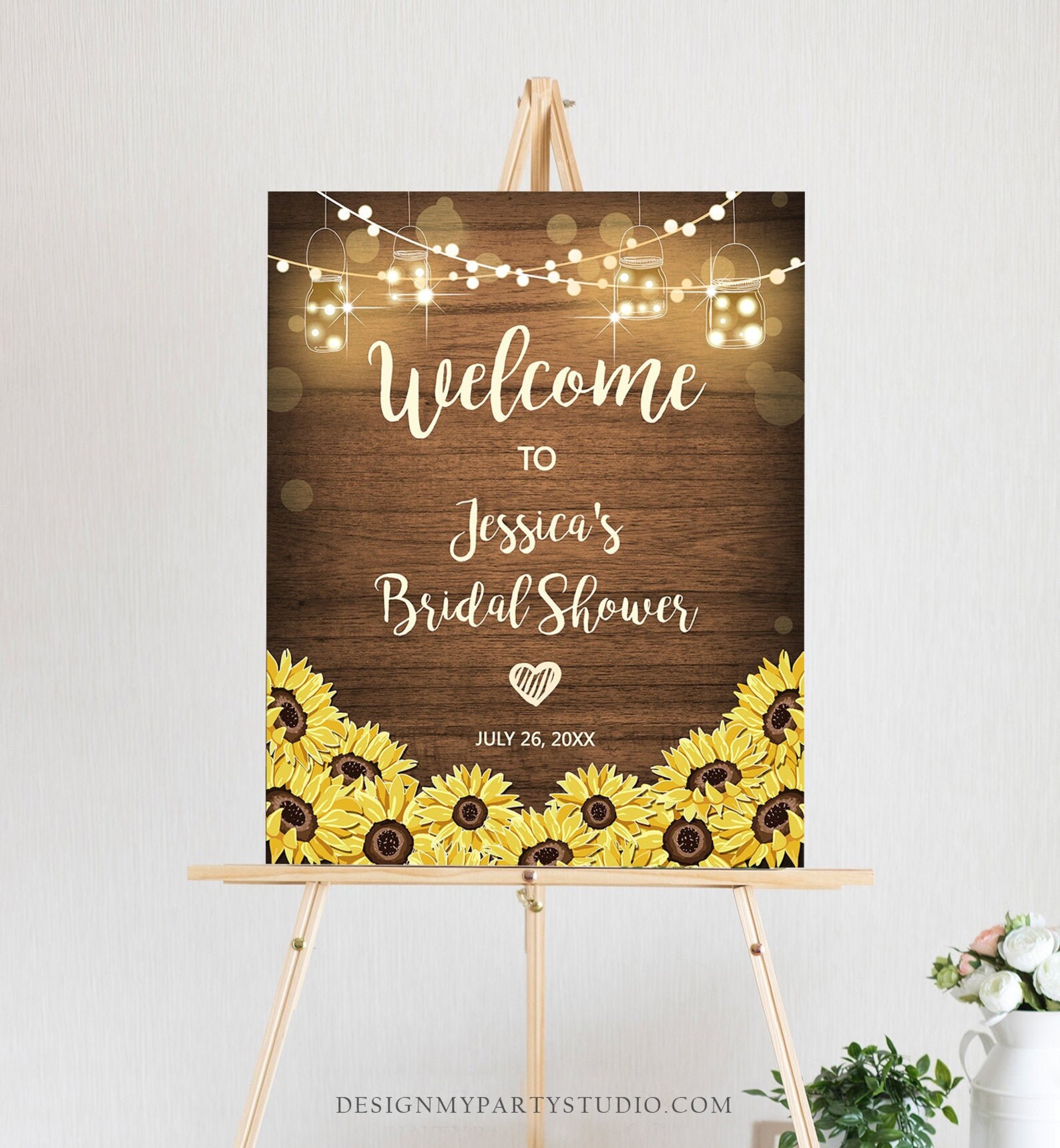 Editable Sunflowers Welcome Sign Rustic Wood Bridal Shower - Etsy