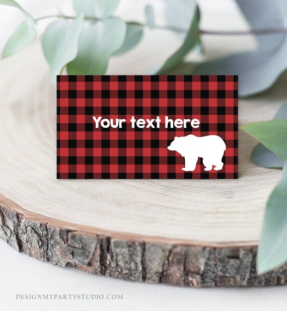 Editable Food Labels Lumberjack Birthday Wild One Buffalo Plaid Place ...