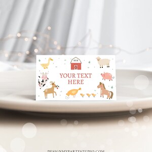 Editable Farm Animals Food Labels Barnyard Birthday Food Cards Tent ...