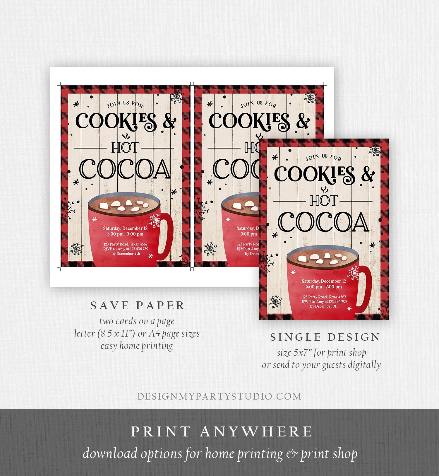 Editable Cookies and Cocoa Invitation Hot Cocoa Party Invite - Etsy
