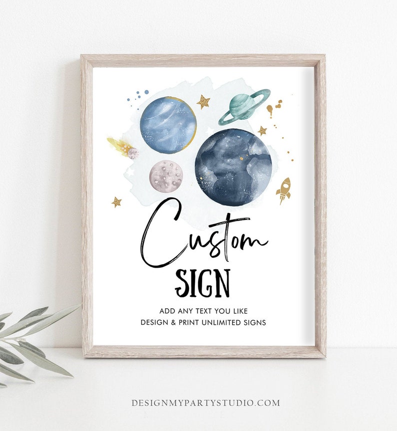 Editable Custom Sign Space Birthday Sign Galaxy Birthday Outer Space ...