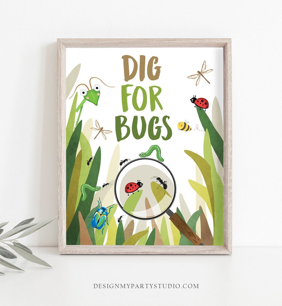 Dig for Bugs Birthday Sign Table Decor Bug Birthday Party Activity ...