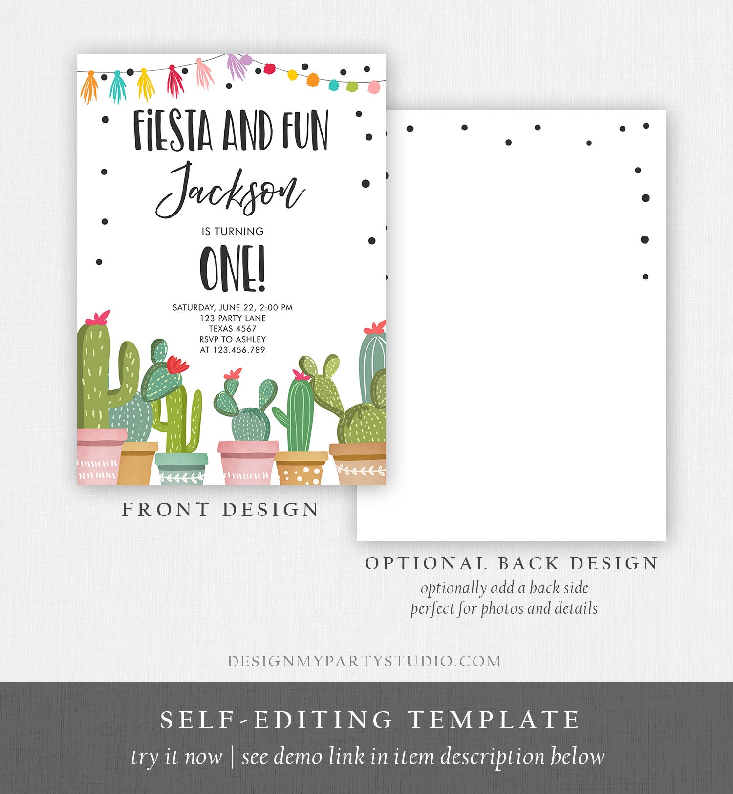 Editable Fiesta and Fun Birthday Invitation Boy First Fiesta - Etsy