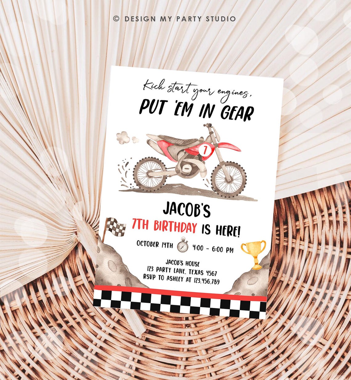 Editable Dirt Bike Birthday Invitation Start Engines Race on Over ...