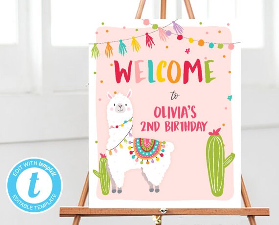 Llama Welcome Sign Party Llama Birthday Sign Welcome Llama Sign Fiesta ...