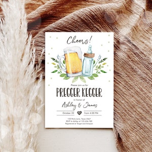 Editable Pregger Kegger Invitation Bottle and Beers Baby Shower Cheers ...