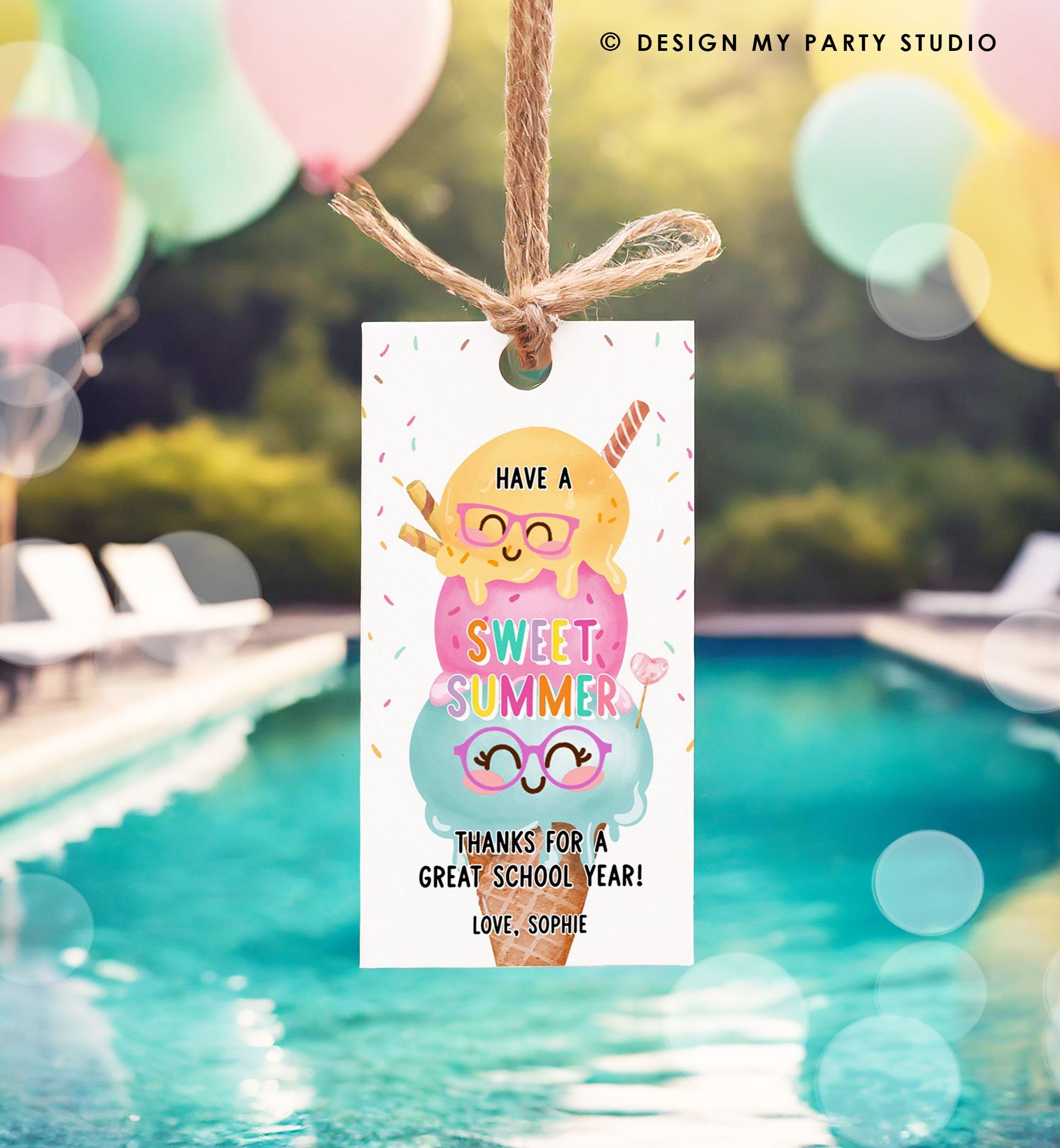 Editable Last Day of School Tag Sweet Summer Teacher Thank You Gift Tag ...