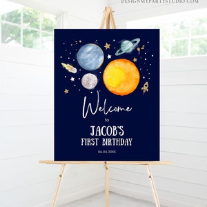 Editable Outer Space Birthday Welcome Sign 1st Birthday Boy Galaxy ...