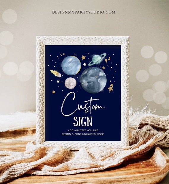 Editable Custom Sign Space Birthday Sign Galaxy Birthday Outer Space ...