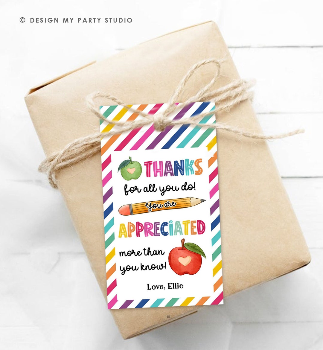 Editable Teacher Appreciation Tag Teacher Tag Thank You Gift Tag End of ...
