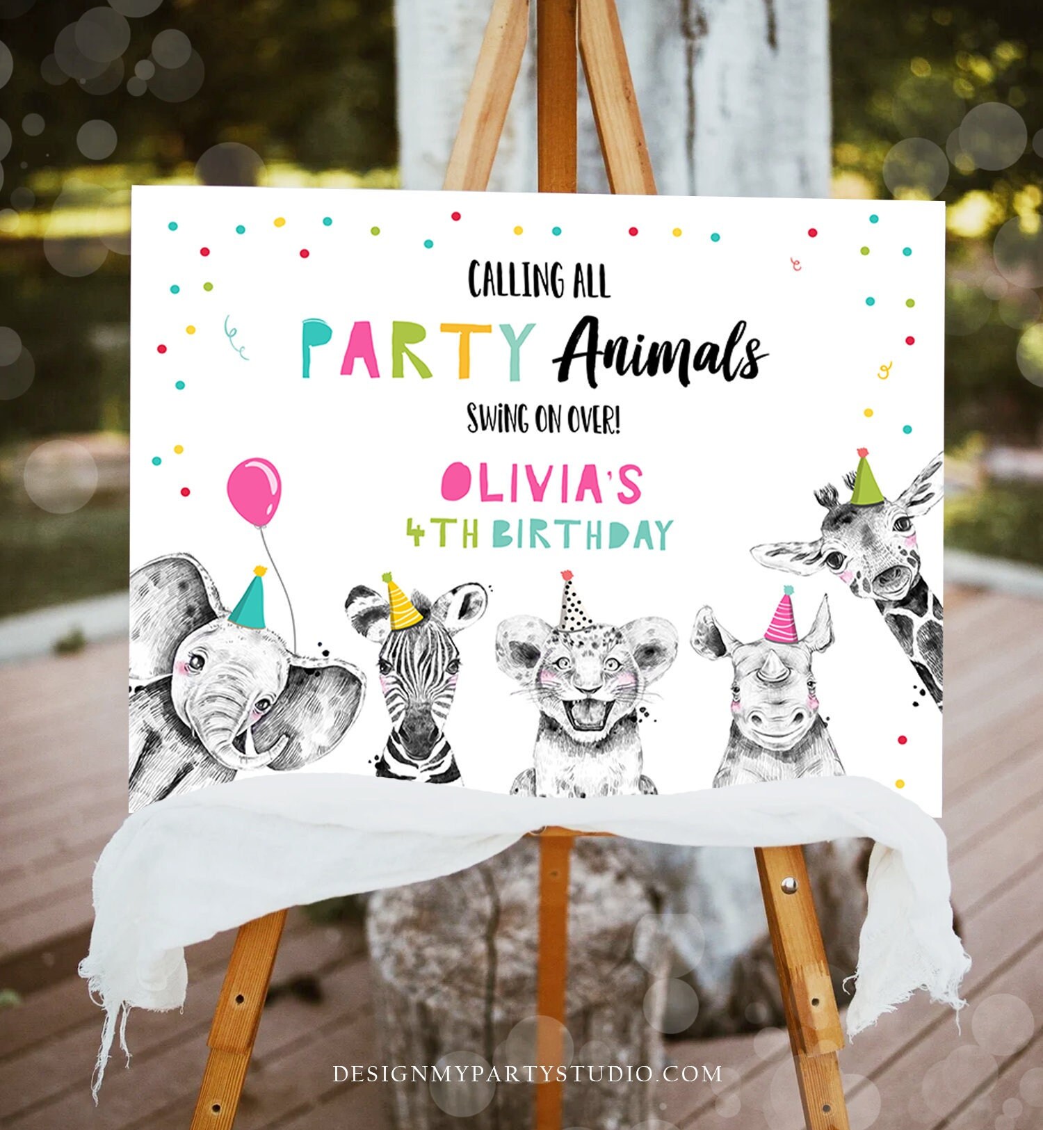 Editable Party Animals Welcome Sign Party Animal Sign Zoo - Etsy