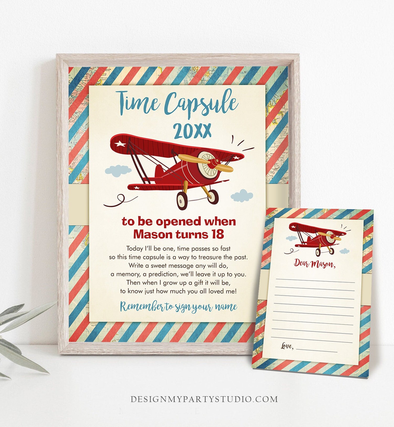 Editable Airplane Time Capsule First Birthday Party Time Flies - Etsy