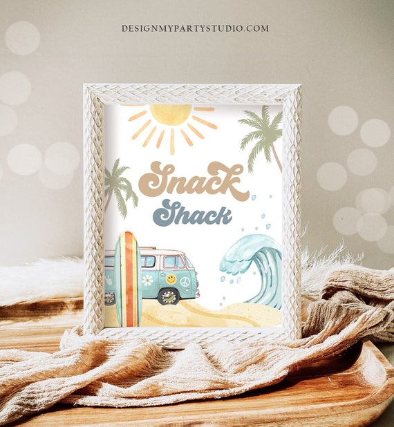 Snack Shack Sign Surf Birthday Party Retro The Big One Wave Beach Party ...