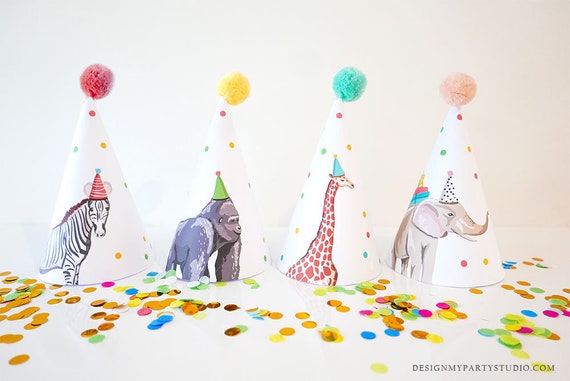 Printable Party Hats Party Animals Birthday Party Birthday - Etsy Australia
