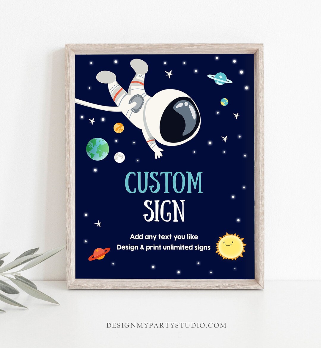 Editable Custom Sign Space Birthday Sign Galaxy Birthday Outer Space ...