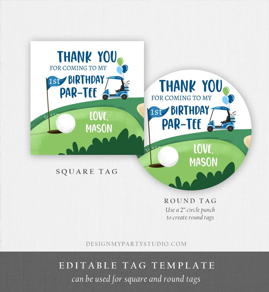 Editable Golf Favor Tags Golf Thank You Par-tee Stickers - Etsy