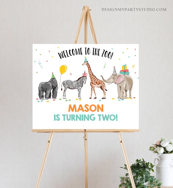 Editable Party Animals Welcome to the Zoo Sign Party Animal Sign Safari ...