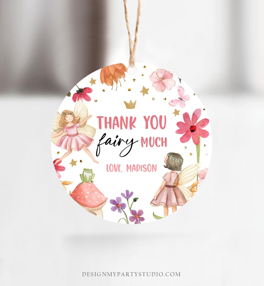 Editable Fairy Favor Tags Enchanted Forest Birthday Thank You Tags ...