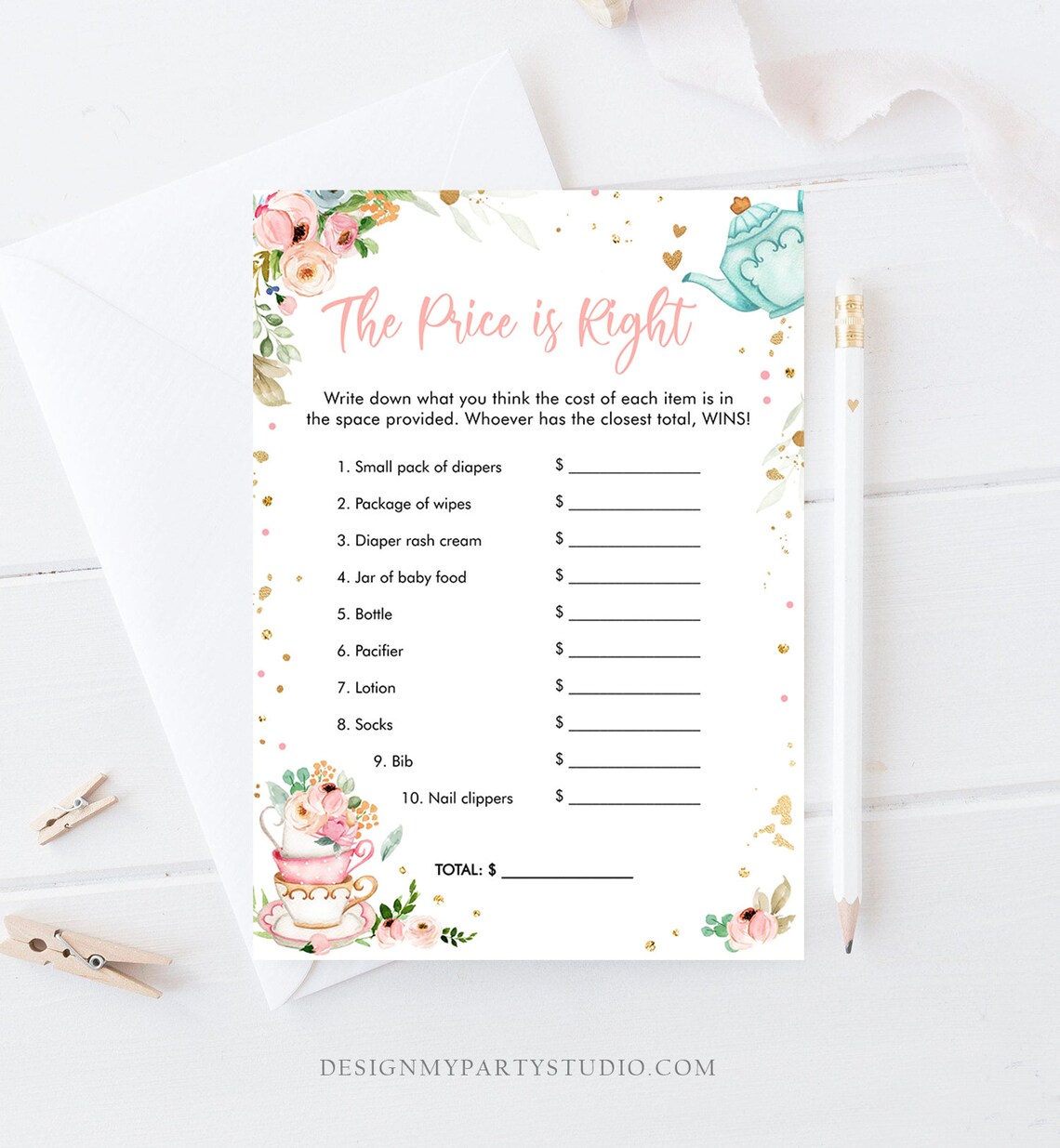 Editable the Price is Right Baby Shower Game Sweet Baby Tea - Etsy