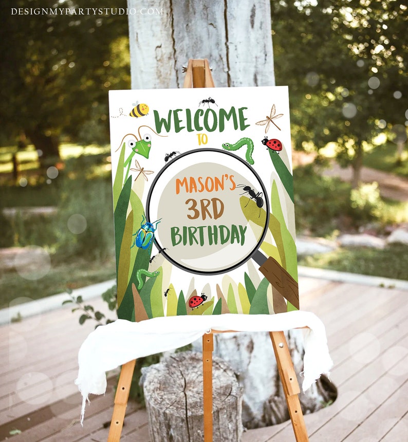 Editable Bug Birthday Welcome Sign Boy Bug Party Outdoor Bug - Etsy
