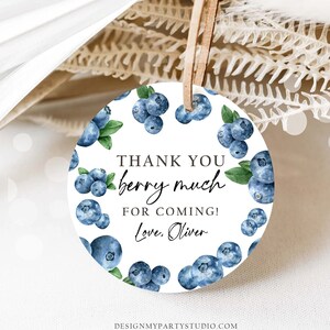 Editable Blueberry Favor Tags Berry First Birthday Thank You Stickers ...