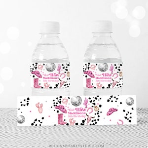 Editable Space Cowgirl Water Bottle Labels Disco Cowgirl Party Decor ...