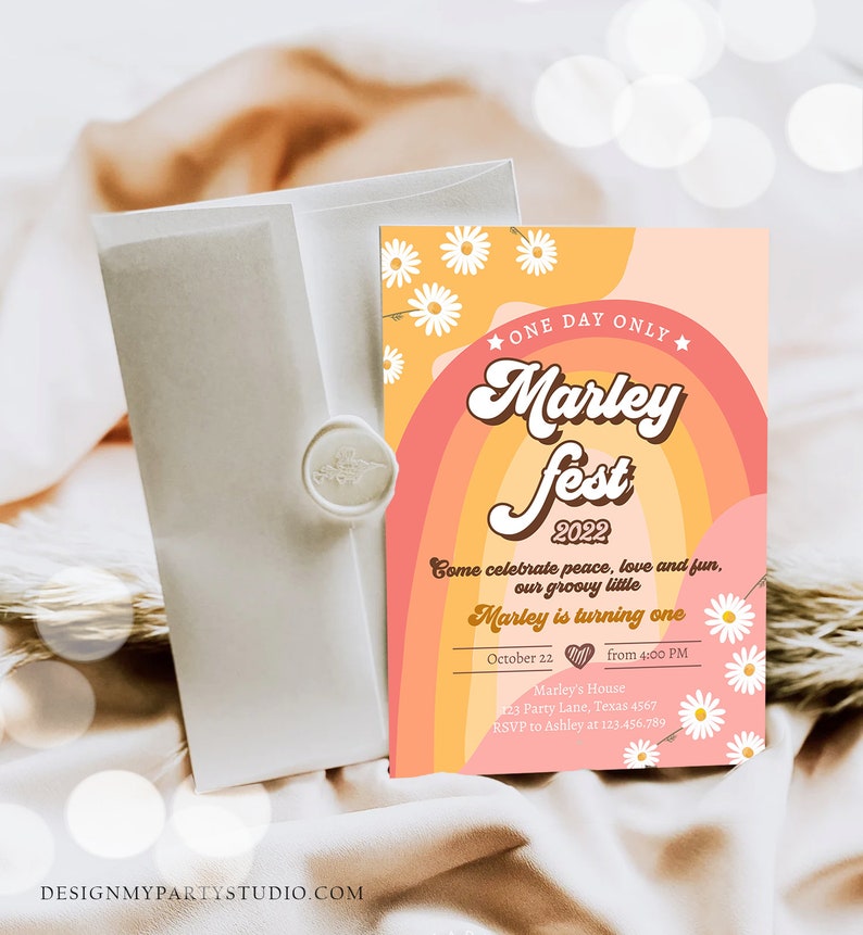 Editable Music Festival Birthday Party Invitation Floral Fest - Etsy