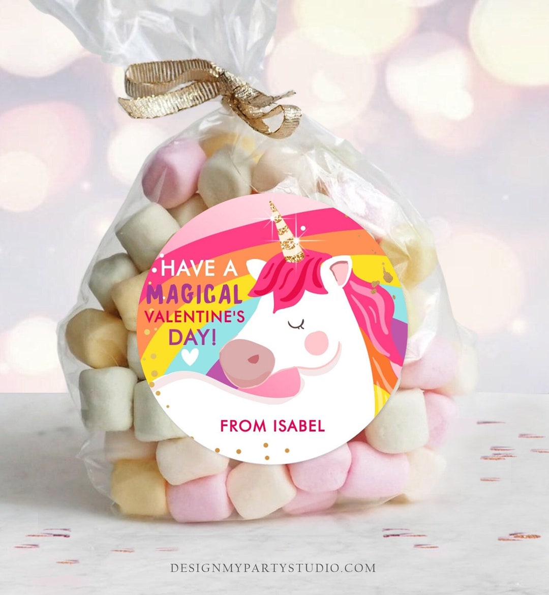 Editable Valentine Unicorn Stickers Valentine Tag Kids Magical ...