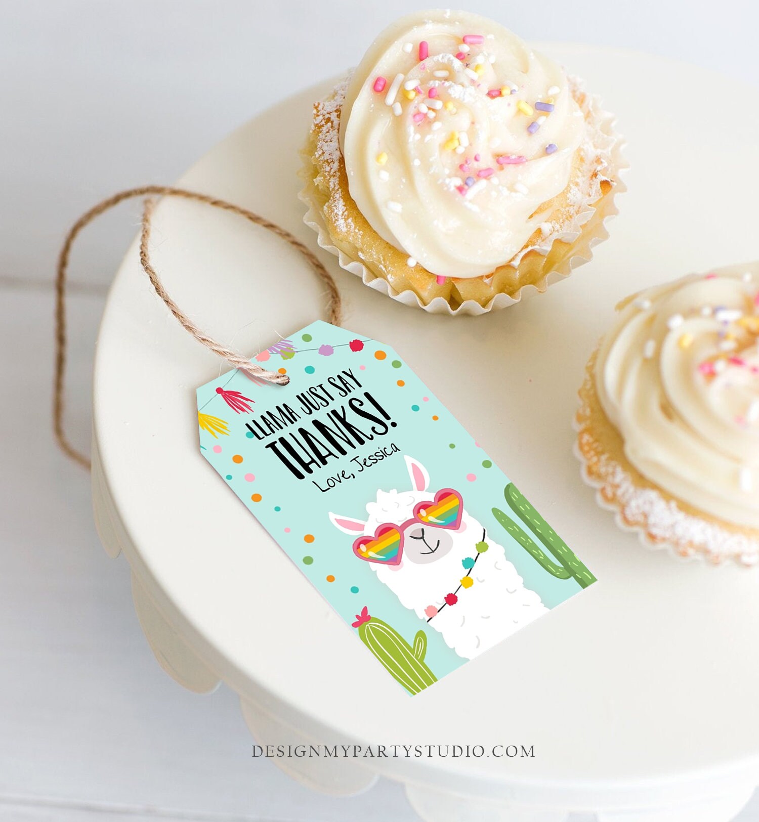 Editable Llama Favor Tags Llama Thank You Tags Fiesta Cactus | Etsy