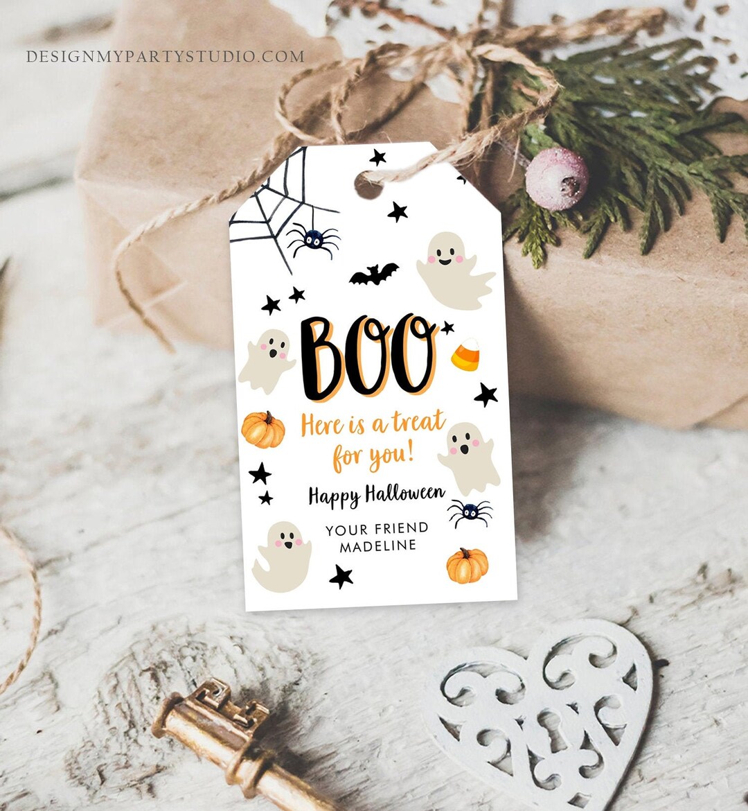 Editable Halloween Favor Tags Boo Gift Tag Costume Party Trick or Treat ...