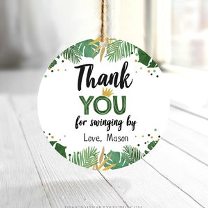 Editable Tropical Safari Favor Tags Thank You Wild One Label Jungle Zoo ...
