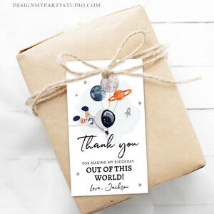 Editable Outer Space Favor Tags Astronaut Birthday Thank You Gift Label ...