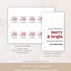 Editable Holiday Gift Tags Christmas Gift Tags Merry & Bright ...