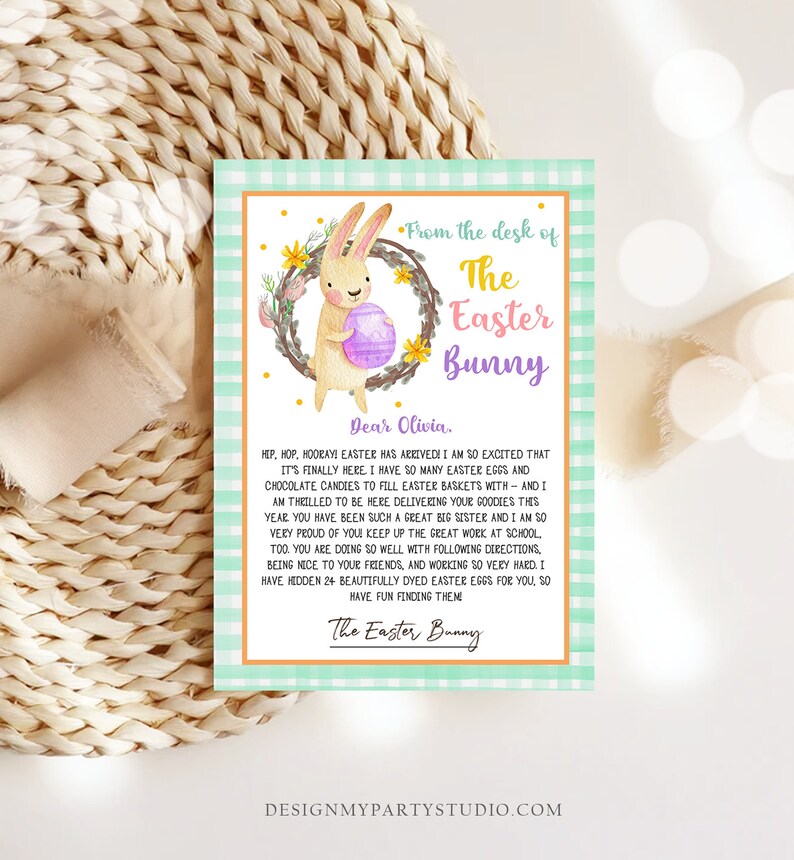 Editable Easter Bunny Letter Return Letter From the Desk of Easter ...