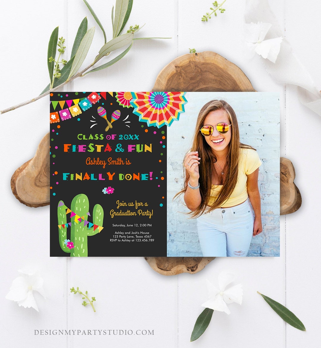 Editable Fiesta and Fun Graduation Party Invitation Finally - Etsy