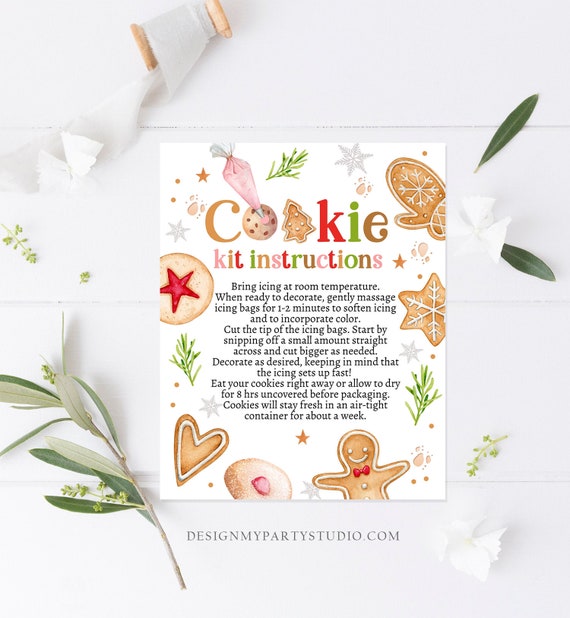 Editable Cookie Kit instructions Cookie Decorating Party DIY Cookie Kit ...