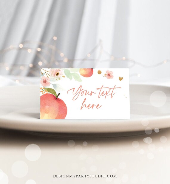 Editable Peach Food Labels Peach Birthday Food Cards Tent Card Girl ...
