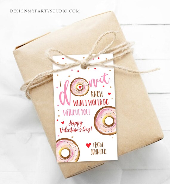 Editable Donut Valentine Tag Valentine's Day Card for Kids School Donut ...