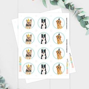 Puppy Dog Cupcake Toppers Puppy Favor Tags Puppy Birthday Dog Boy Pet ...