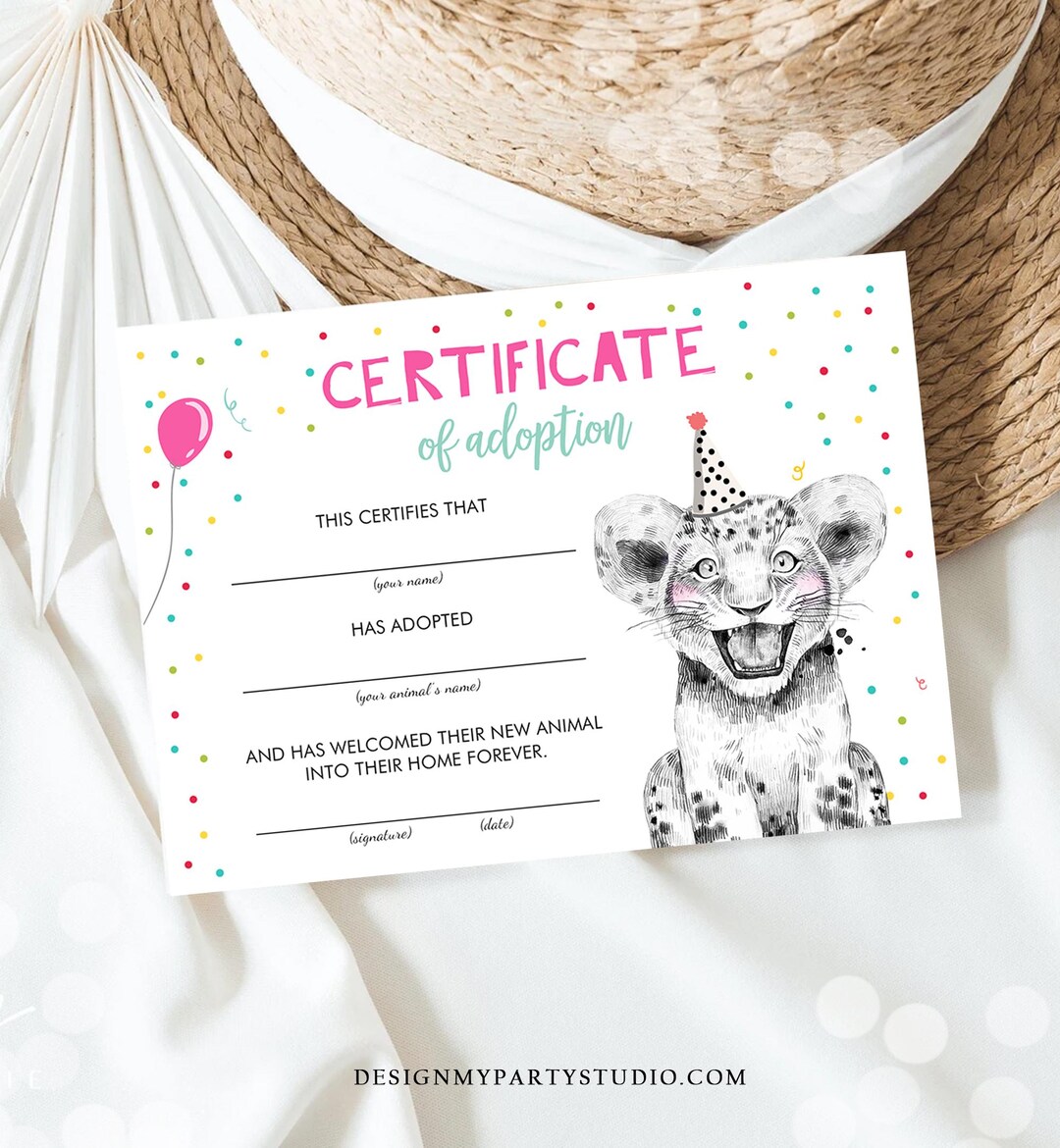 Tiger Cub Adoption Certificate Safari Animals Adopt an Animals Wild One ...