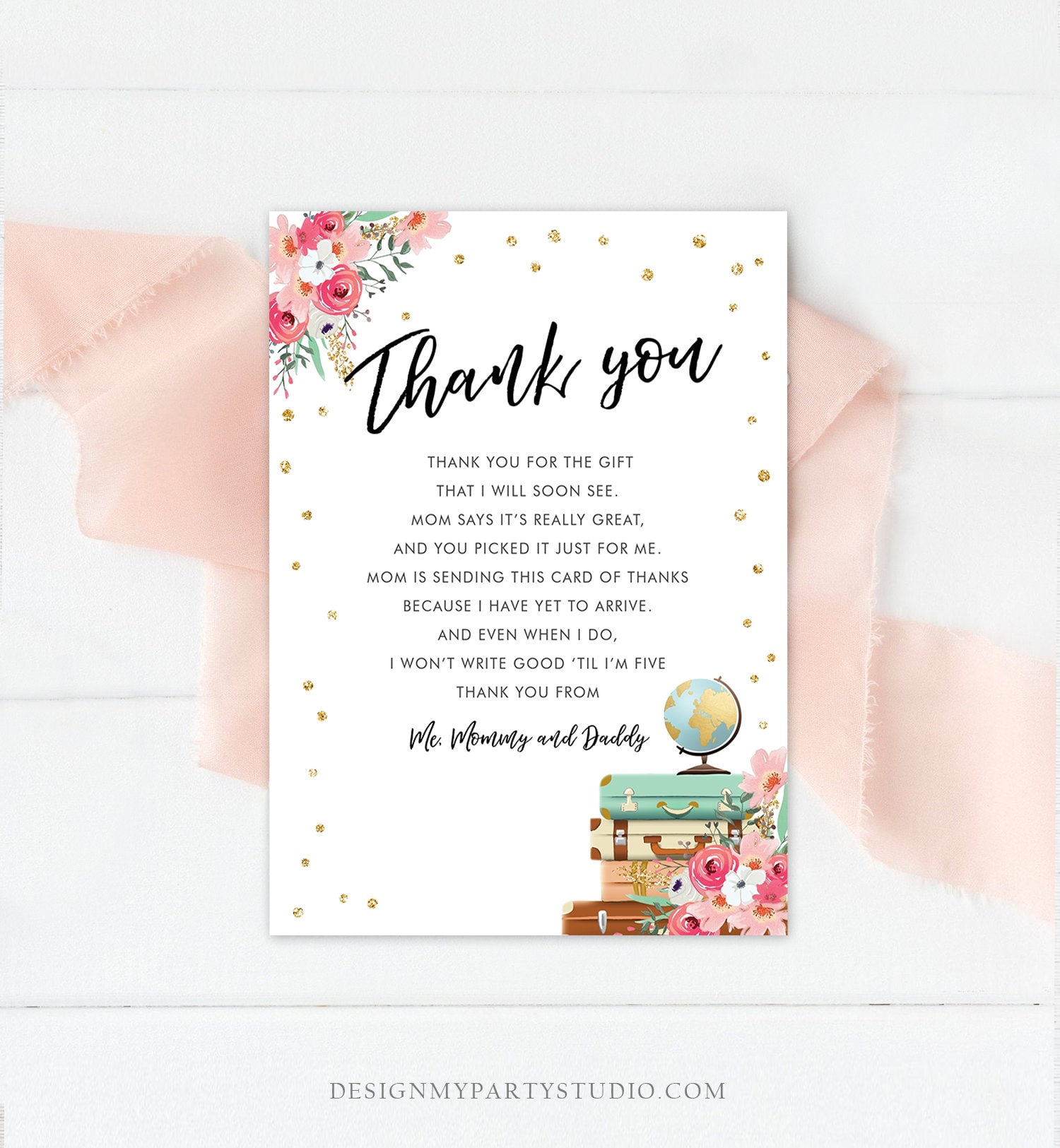Editable Travel Thank You Card Adventure Traveling Note Miss | Etsy