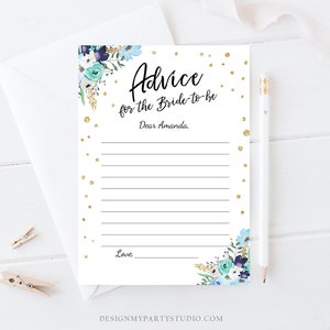 Editable Advice for the Bride-to-be Card Words of Wisdom - Etsy